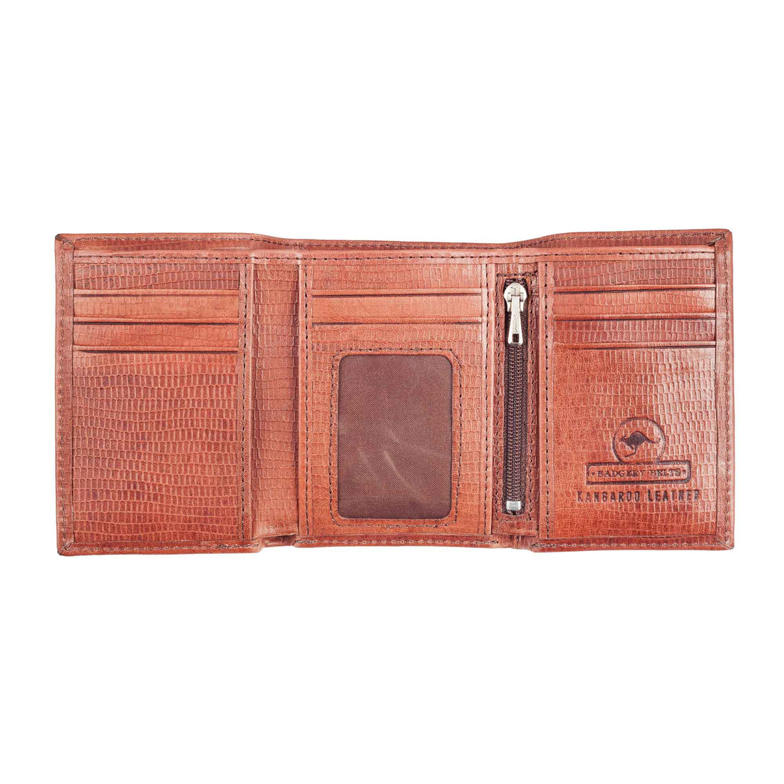 Genuine Kangaroo Leather RFID Wallet Snake Print Double Fold – Badgery ...